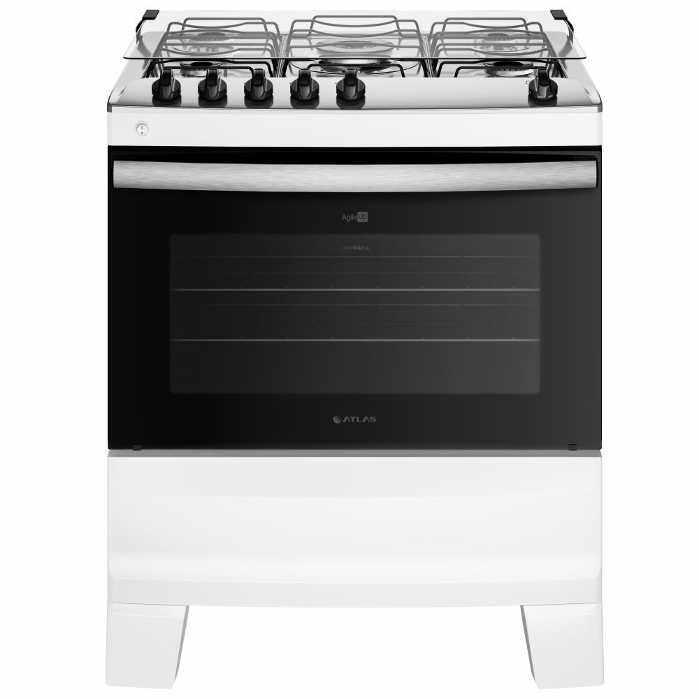 Fogão Atlas Agile Up 5 Bocas Automático Mesa de Inox Branco Bivolt ...