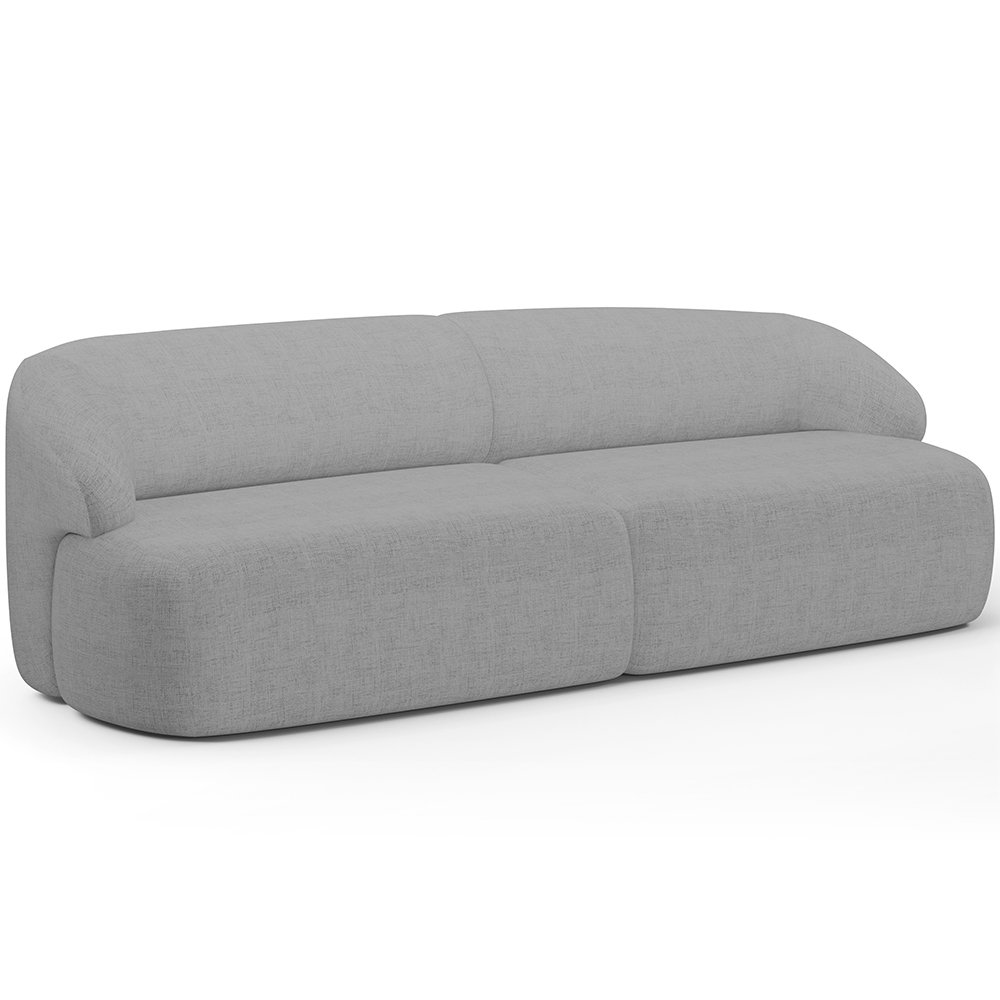 Sofá 3 Lugares Curvo Orgânico para Sala Living 250cm Barolo L06 Linho Cinza Escuro - Lyam Decor ...