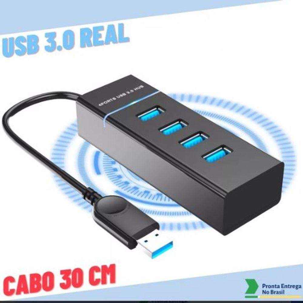 Hub Cabo Usb 3.0 Extensor 4 Portas High Speed Hd Pen Drive | MadeiraMadeira