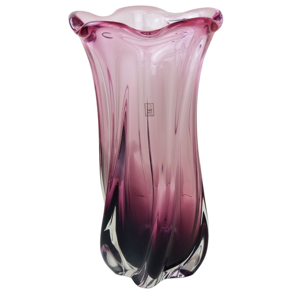 Vaso Grande de Murano - Cristais São Marcos - Rosa com Lilás ...