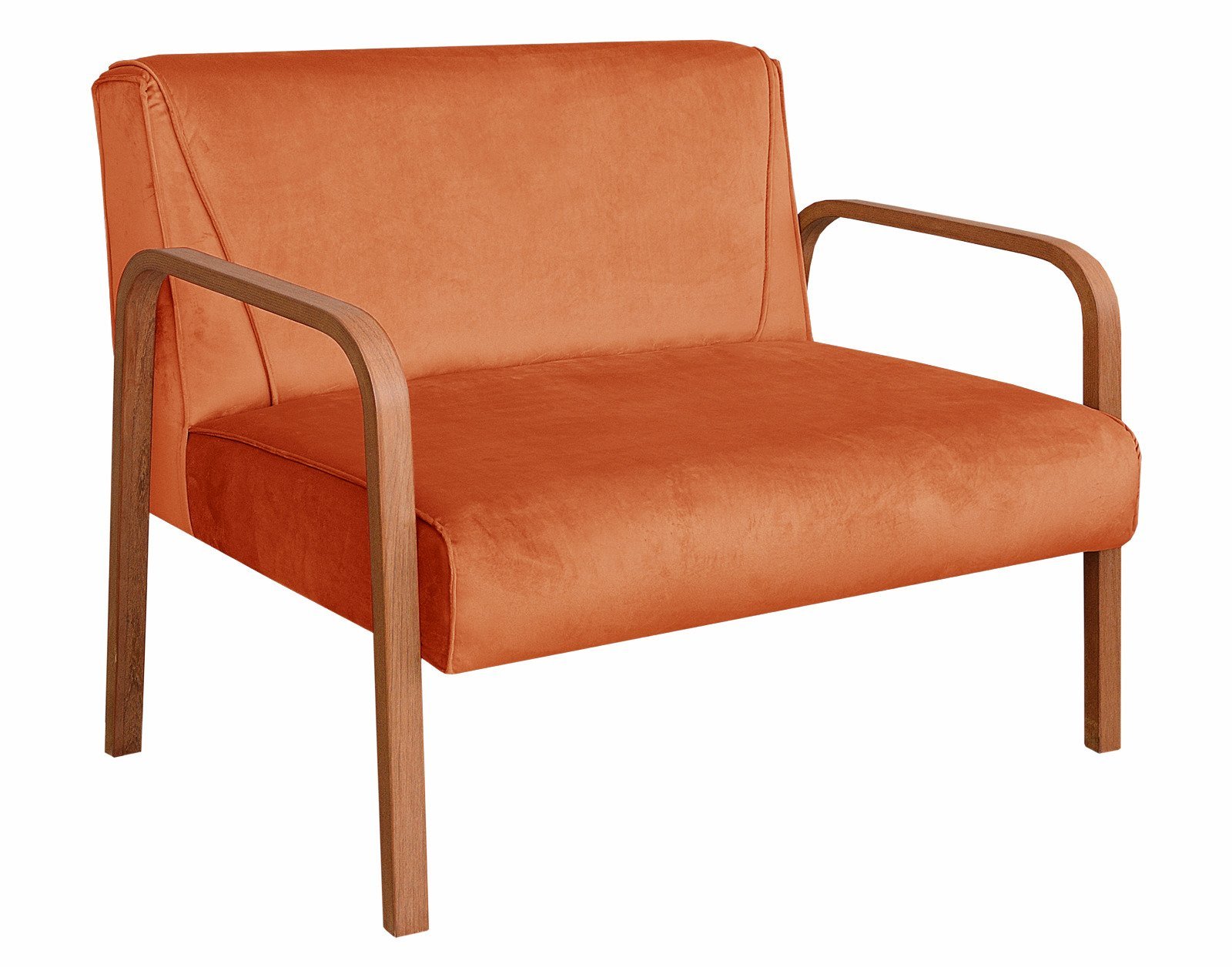 Sofà Anita Namoradeira Braço Madeira Decoração Sala Recepção - Veludo ...