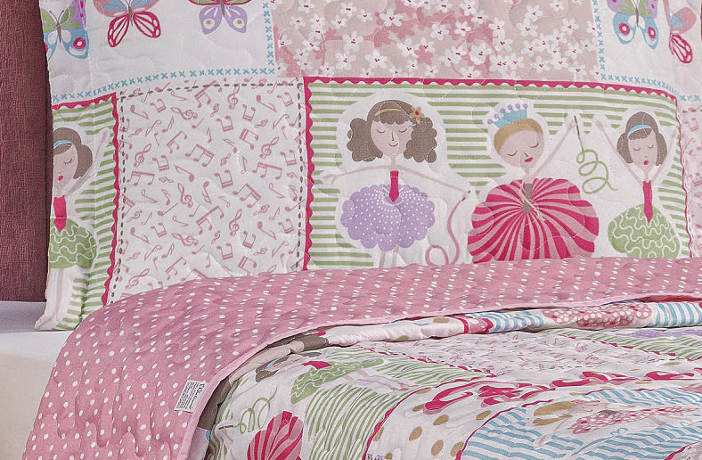 Colcha Bouti Solteiro Infantil Dupla Face 2 Pçs Rosa Ballet ...