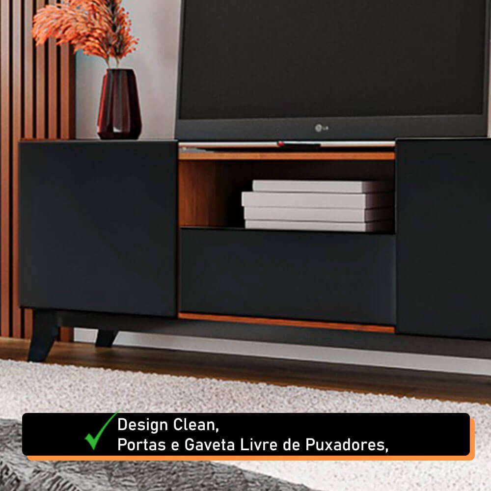 Rack Bancada para TV até 60 Polegadas Alamo Clean Ambar / Preto ...