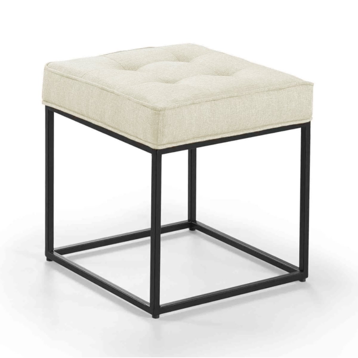 Puff Croata Quadrado em Linho para Sala - Mescla Prata | MadeiraMadeira