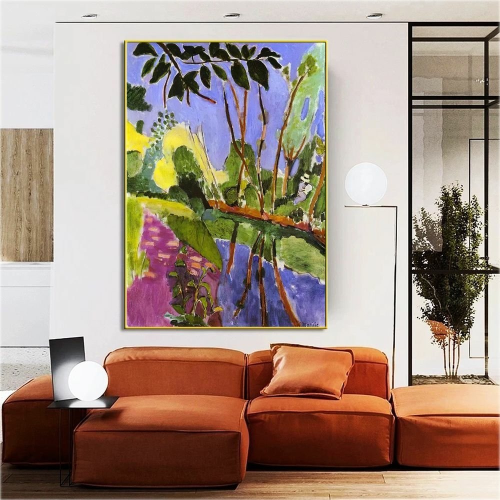 Quadro Decorativo Henri Matisse A Margem Do Rio:120x80 cm/DOURADA ...