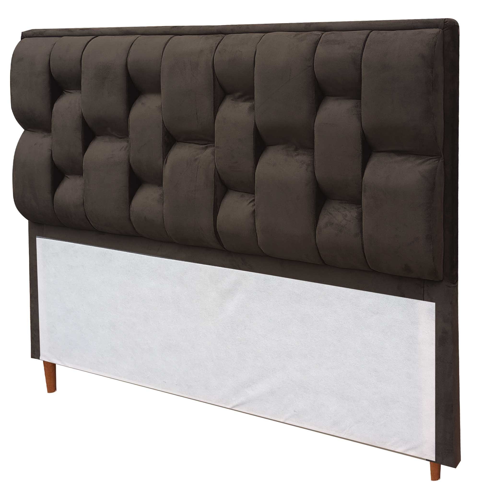 Cabeceira Cama Box Cherie Suede Moderna 140 Marrom | MadeiraMadeira
