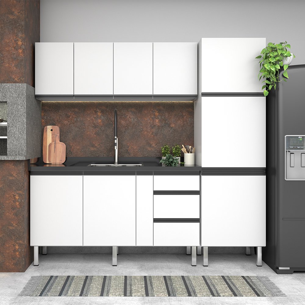 Gabinete de Cozinha para Pia 160 em Aço Gaia 2 Portas Branco - Cozimax ...