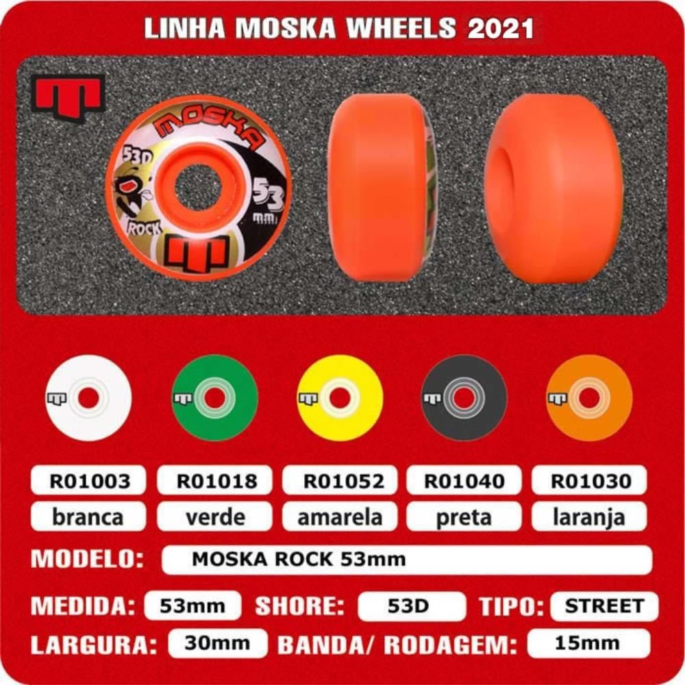 Roda Moska Rock 53mm 53D Laranja | MadeiraMadeira