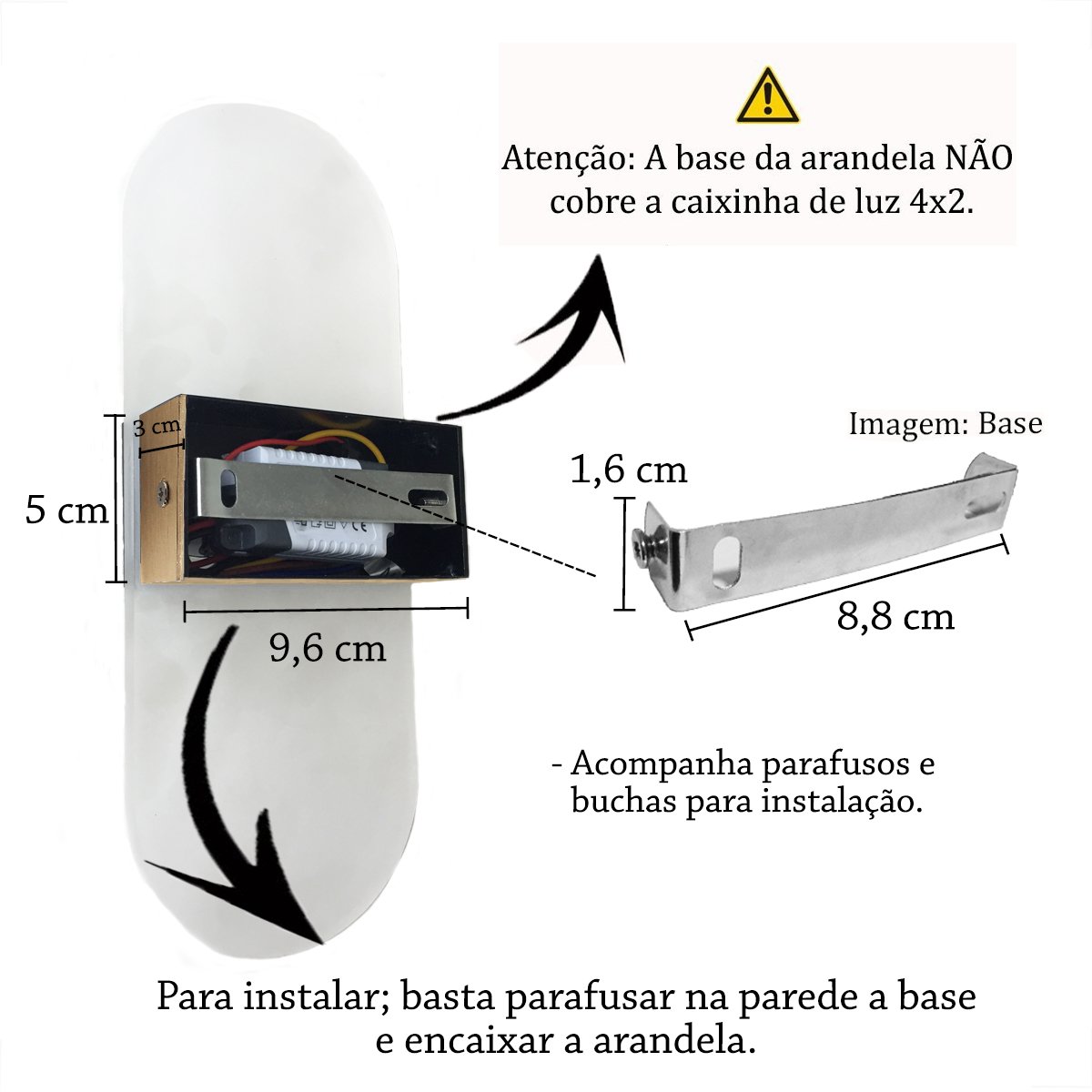 Arandela Interna Dourada Acrilico Led Integrado 3000k Lup92 ...