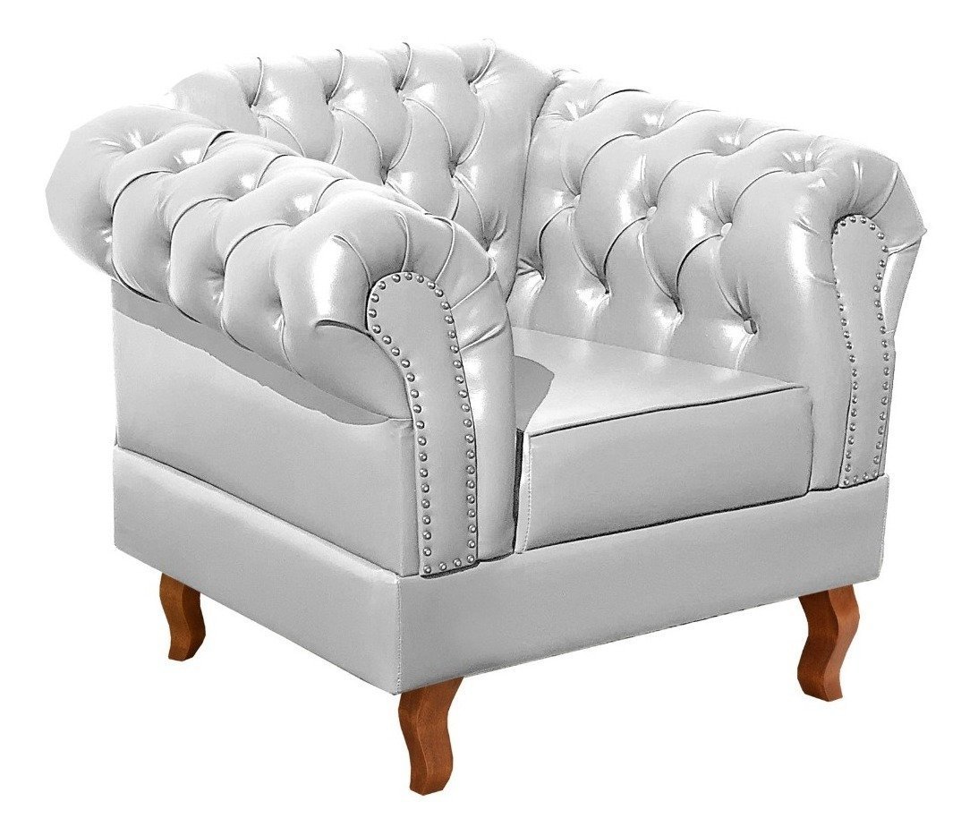 Poltrona Chesterfield Dom Pedro Capitonê Vintage - Couríssimo Branco ...