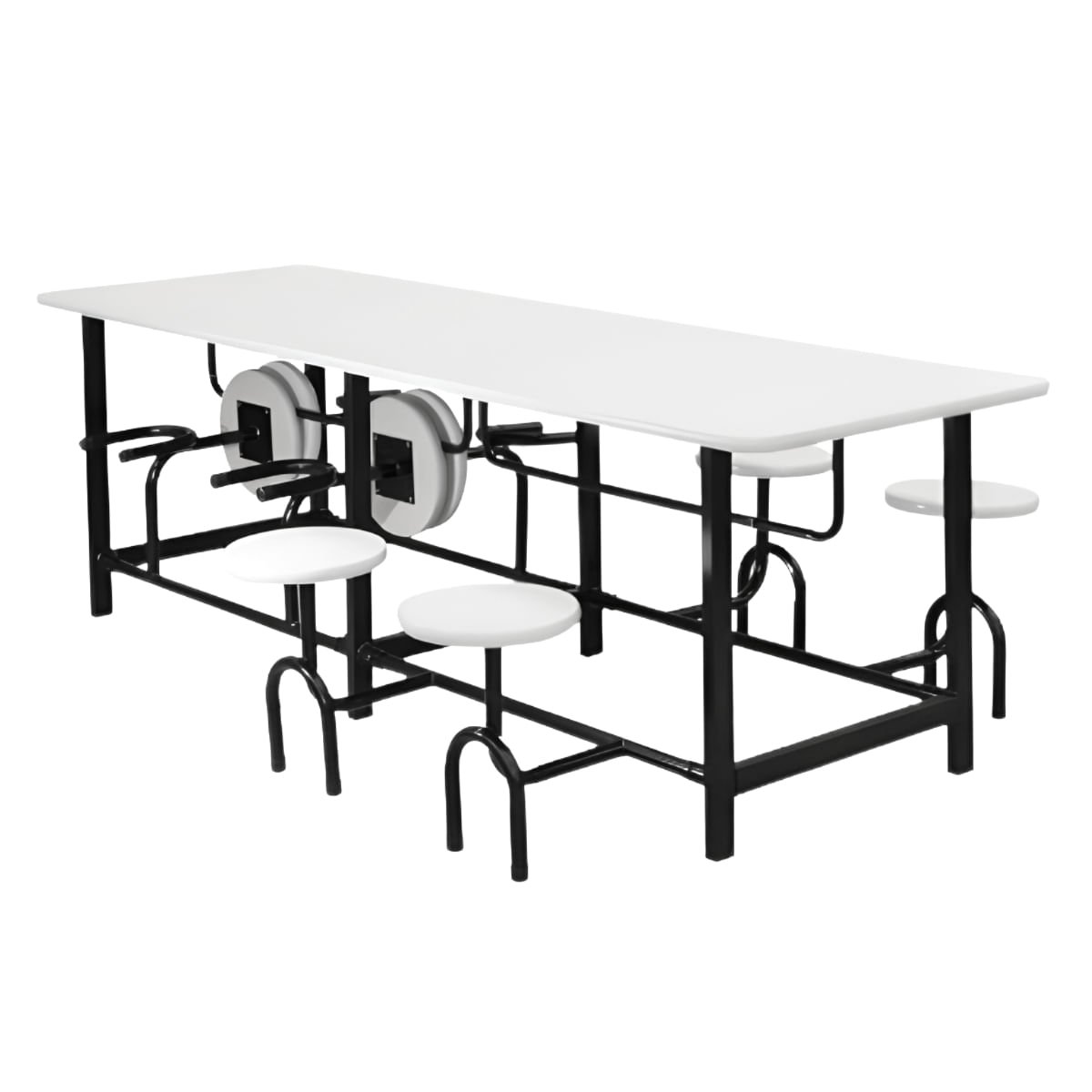 Mesa Refeitorio 80x180x80 6 Lugares Banco Retratil Cinza | MadeiraMadeira