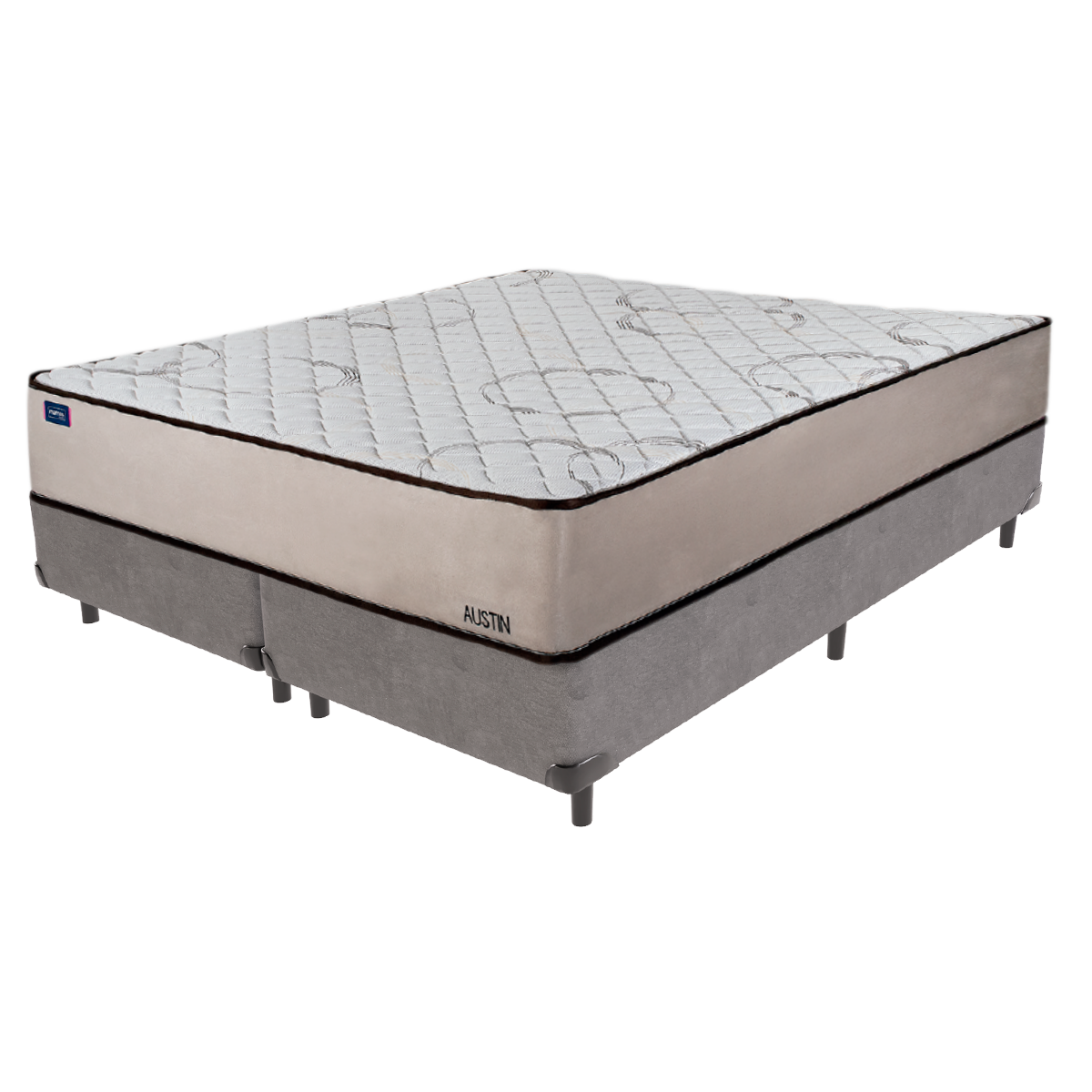 Cama King + Box Cinza Austin Pikolin 193x203 | MadeiraMadeira
