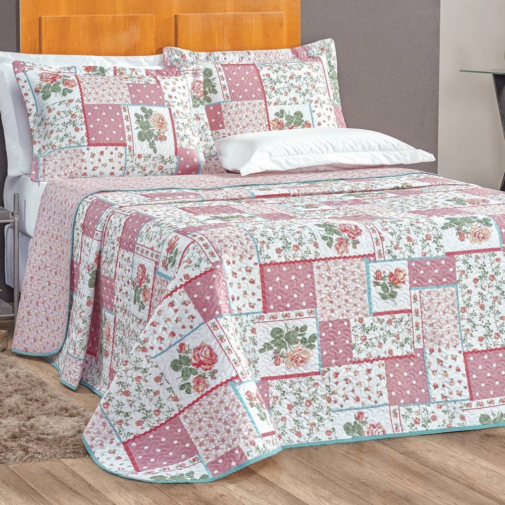 Colcha Estampada Dupla Face Bouti Casal 03 Peças - Lidian Bia Enxovais ...