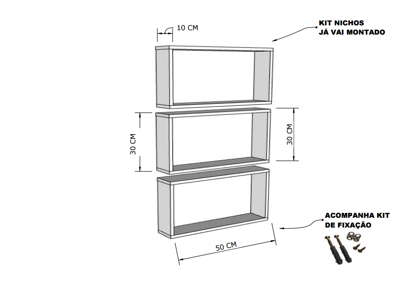 Kit de Nichos Grandes - Mdf | MadeiraMadeira