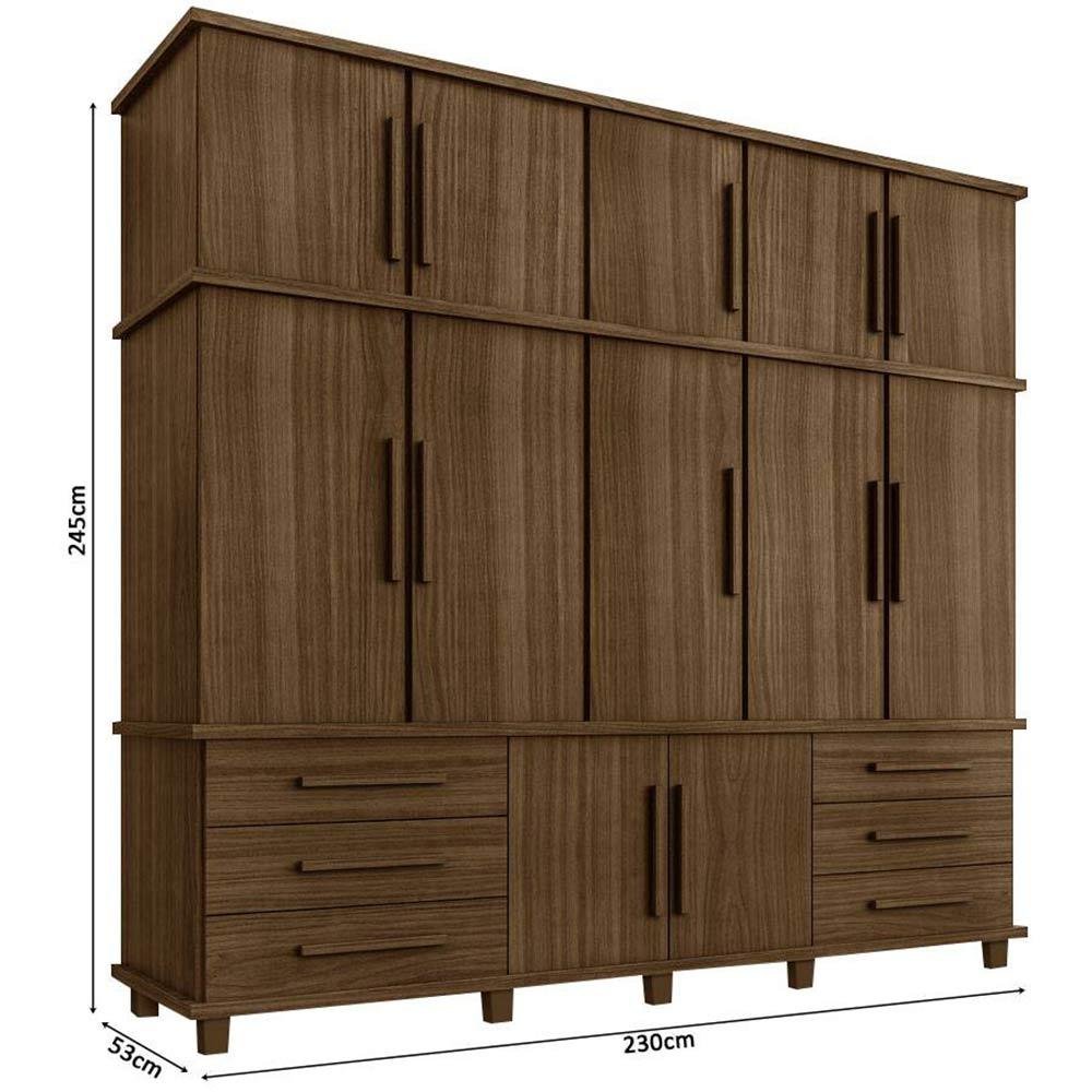 Guarda-Roupa Casal Grande 12 Portas Amêndoa Luapa | MadeiraMadeira