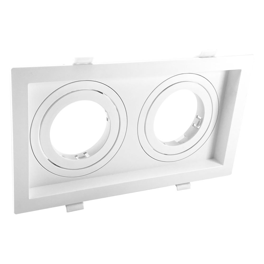 Spot Duplo Embutir Quadrado Recuado Par20 Branco + Led Stella 5,5w 2700k | MadeiraMadeira