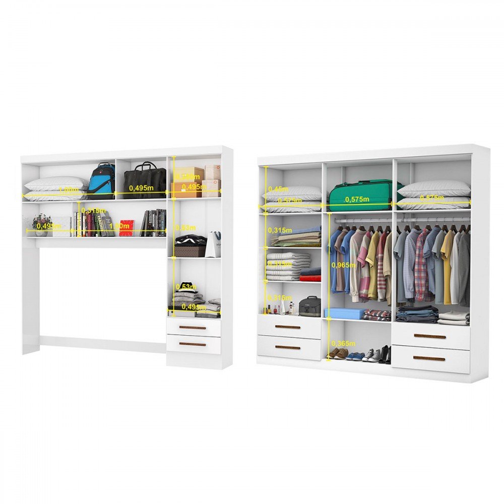 Guarda-roupa Casal Modulado com Cama Hércules 11 Portas 6 Gavetas ...