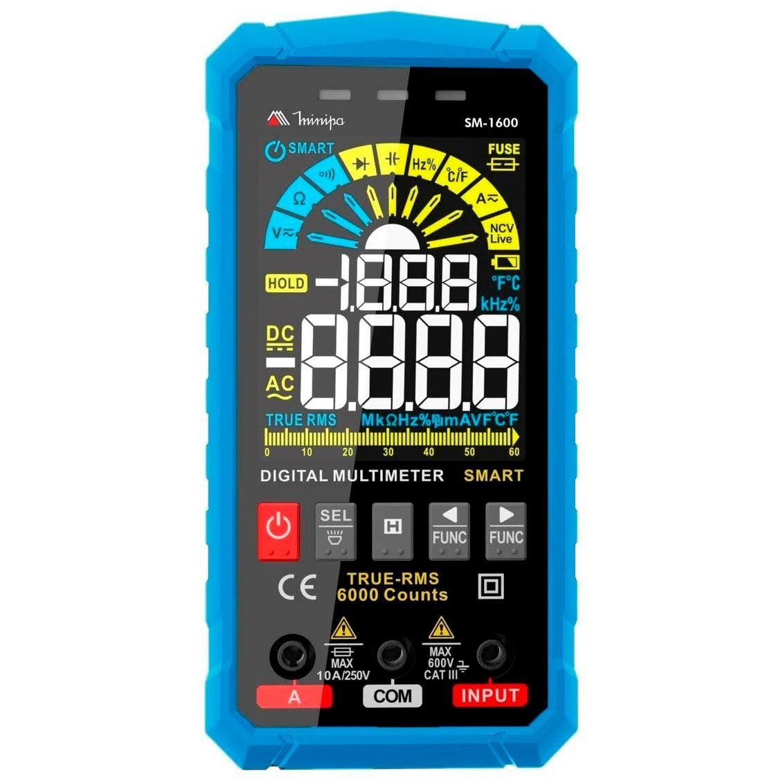Multímetro Digital Smart Minipa Sm- 1600 3.5/6 Cat Iii 600v Tensão Ac ...