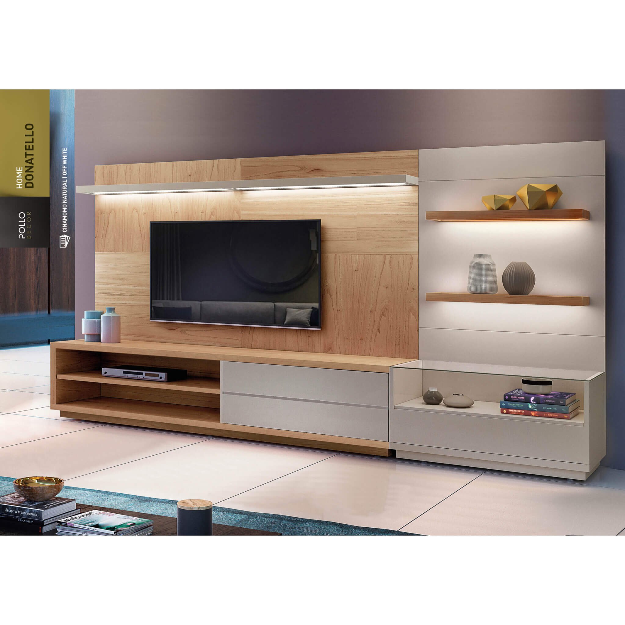 Estante Home para TV até 65 Polegadas Donatello Cinamomo Off White ...
