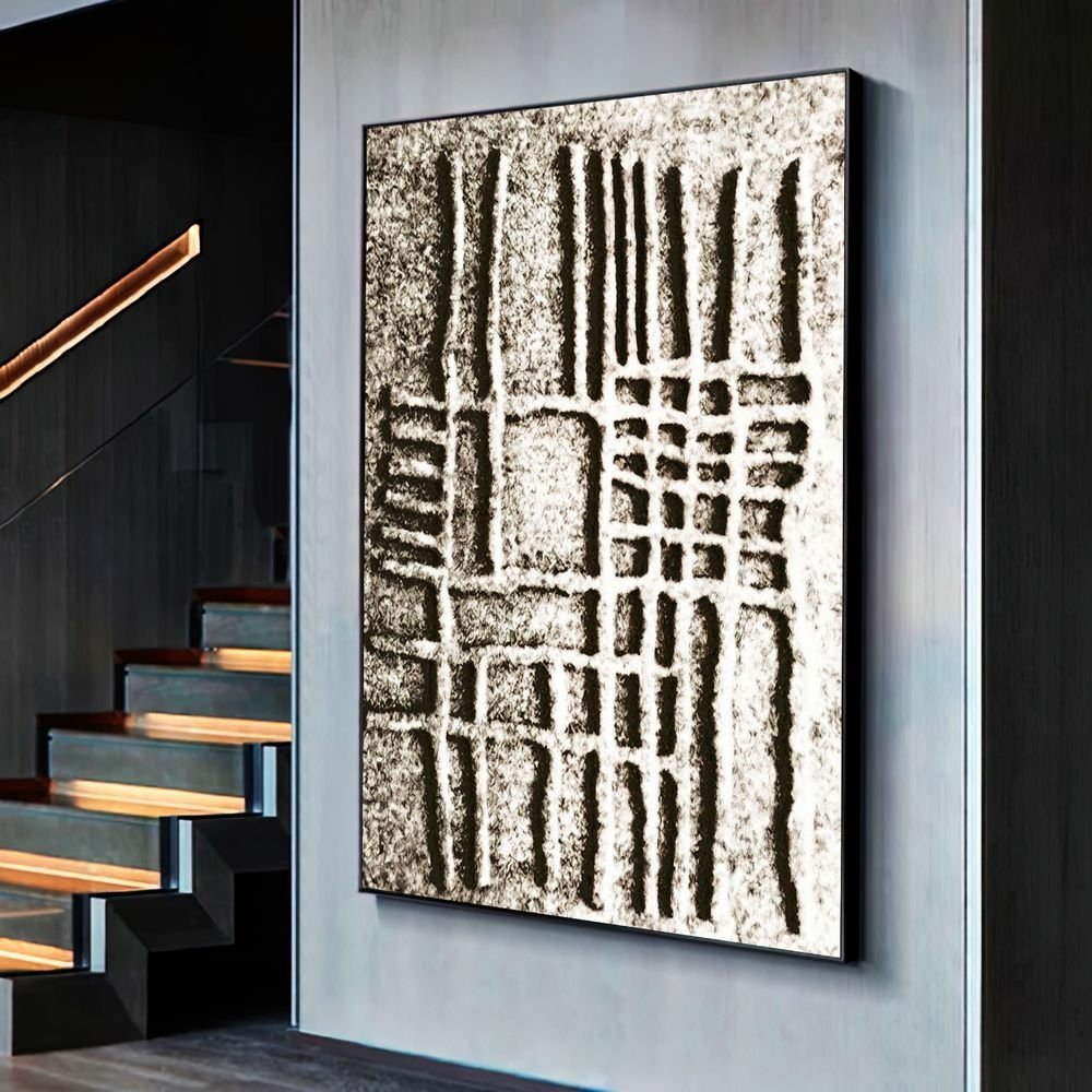 Quadro Riscos Abstratos Modernos:60x40 cm/PRETA | MadeiraMadeira