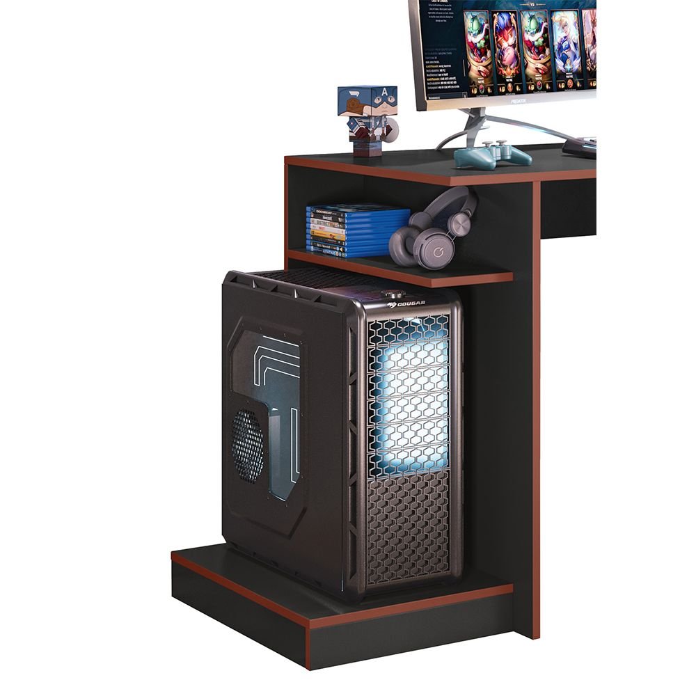 Mesa Gamer Dante M02 Preto Fosco/Vermelho - ADJ DECOR | MadeiraMadeira