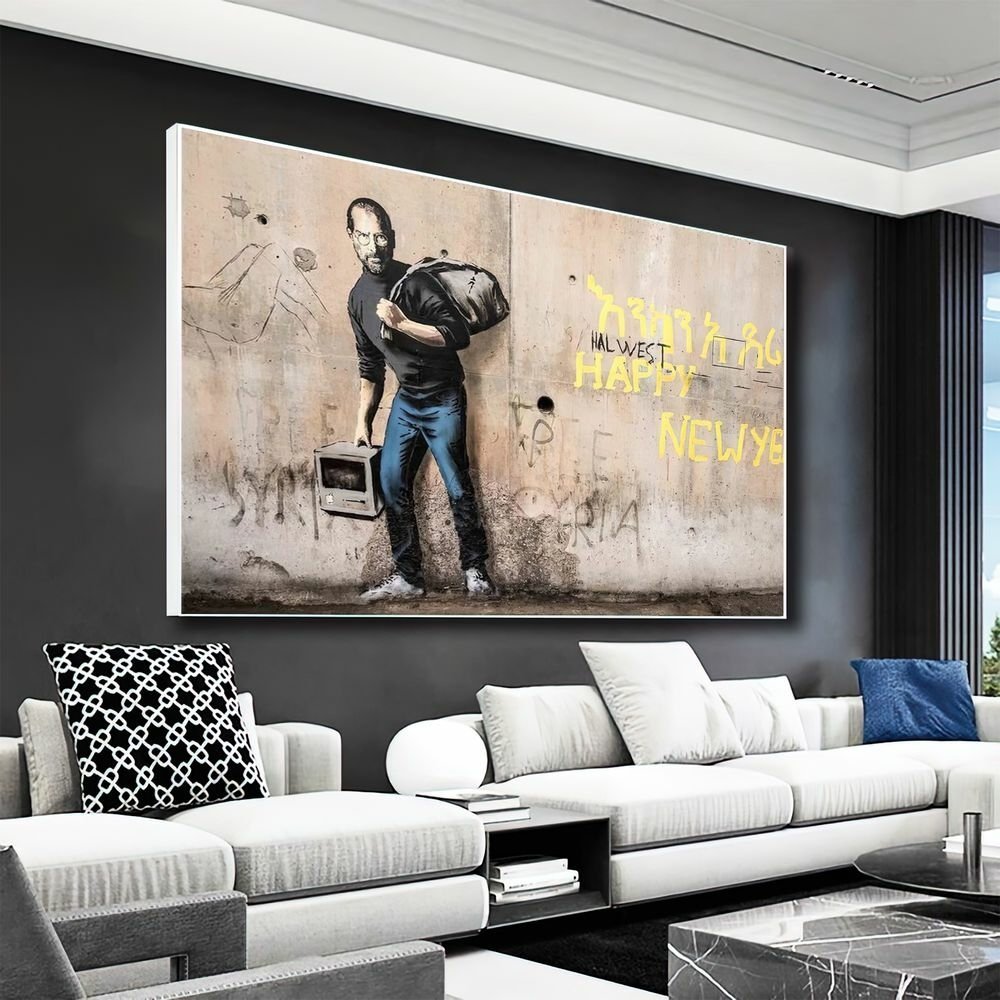 Quadro Steve Jobs Street Art:120x80 cm/BORDA INFINITA | MadeiraMadeira