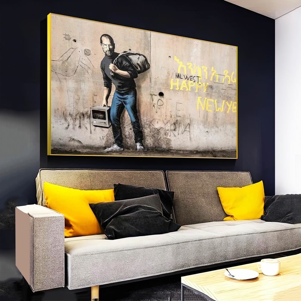 Quadro Steve Jobs Street Art:120x80 cm/BORDA INFINITA | MadeiraMadeira