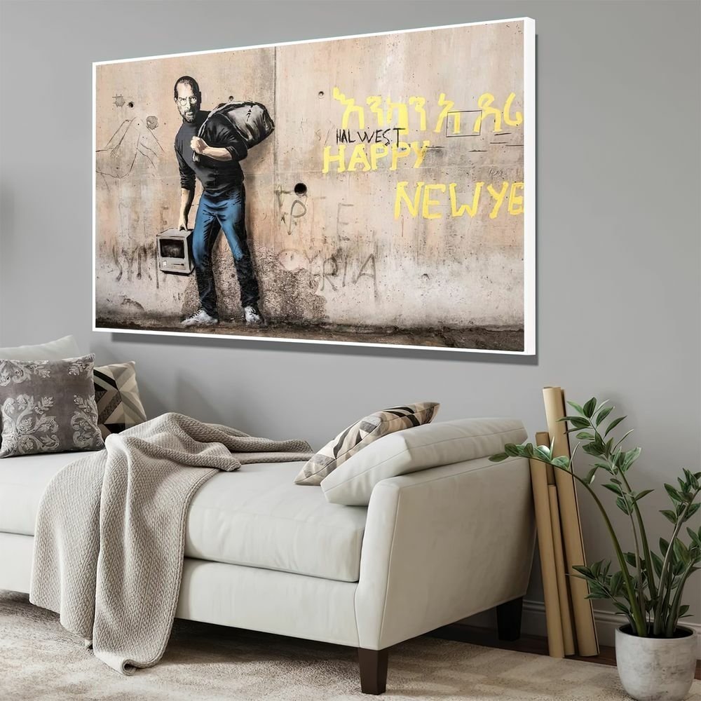Quadro Steve Jobs Street Art:120x80 cm/BORDA INFINITA | MadeiraMadeira
