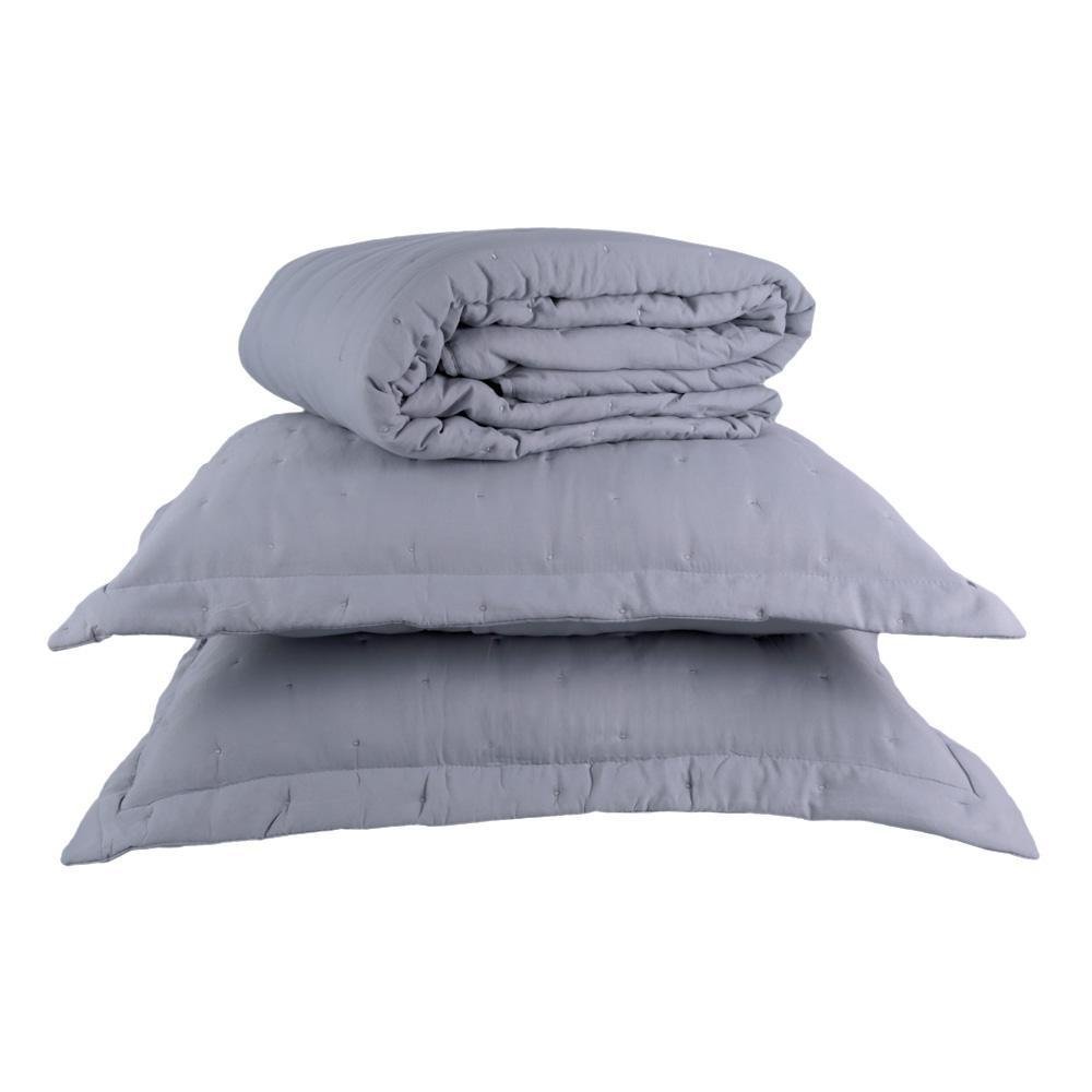 Kit Colcha King Cinza 3 Peças - A/CASA | MadeiraMadeira