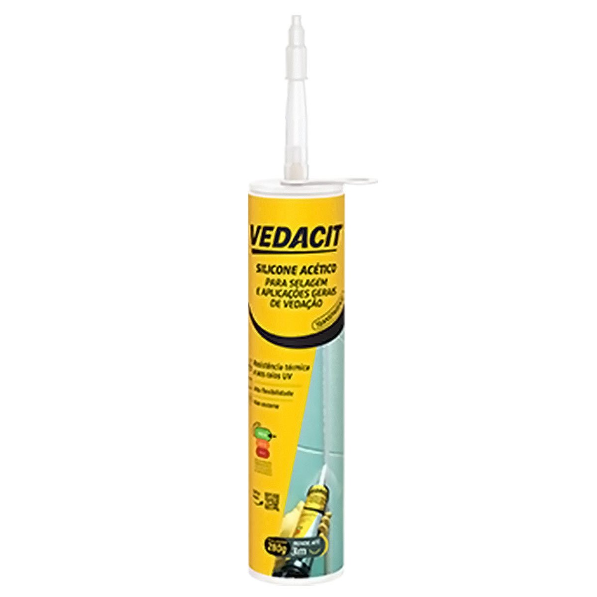 Silicone Acetico Vedacit Transparente Incolor 280g Selante Otto ...