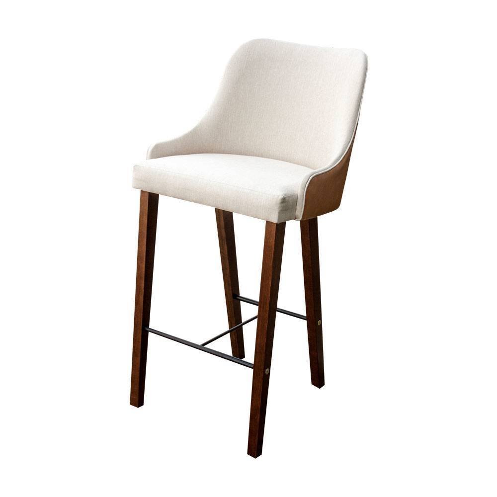 Banqueta Beatriz Fixa com Caramelo Madeira Estofada Pinhão | MadeiraMadeira