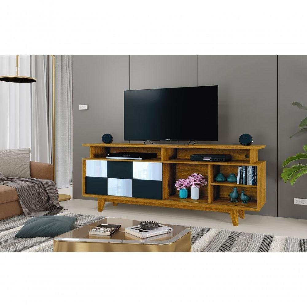 Rack Eros Para Tv Até 65'' Porta Mavaular Mel / Preto Tx | MadeiraMadeira