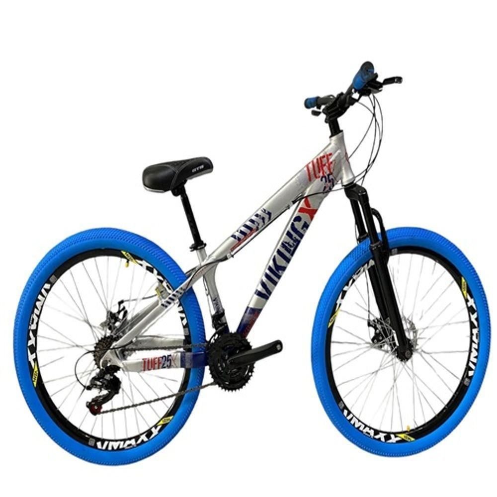 Bicicleta Vikingx Prata Azul Aro 26 Câmbios Shimanos Aro Vmaxx Pneu Azul | MadeiraMadeira