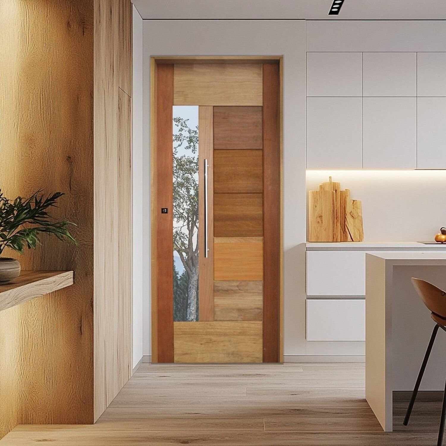 Porta com Visor Mista Batente Misto Puxador Tubo 82x210 Cm Direito ...