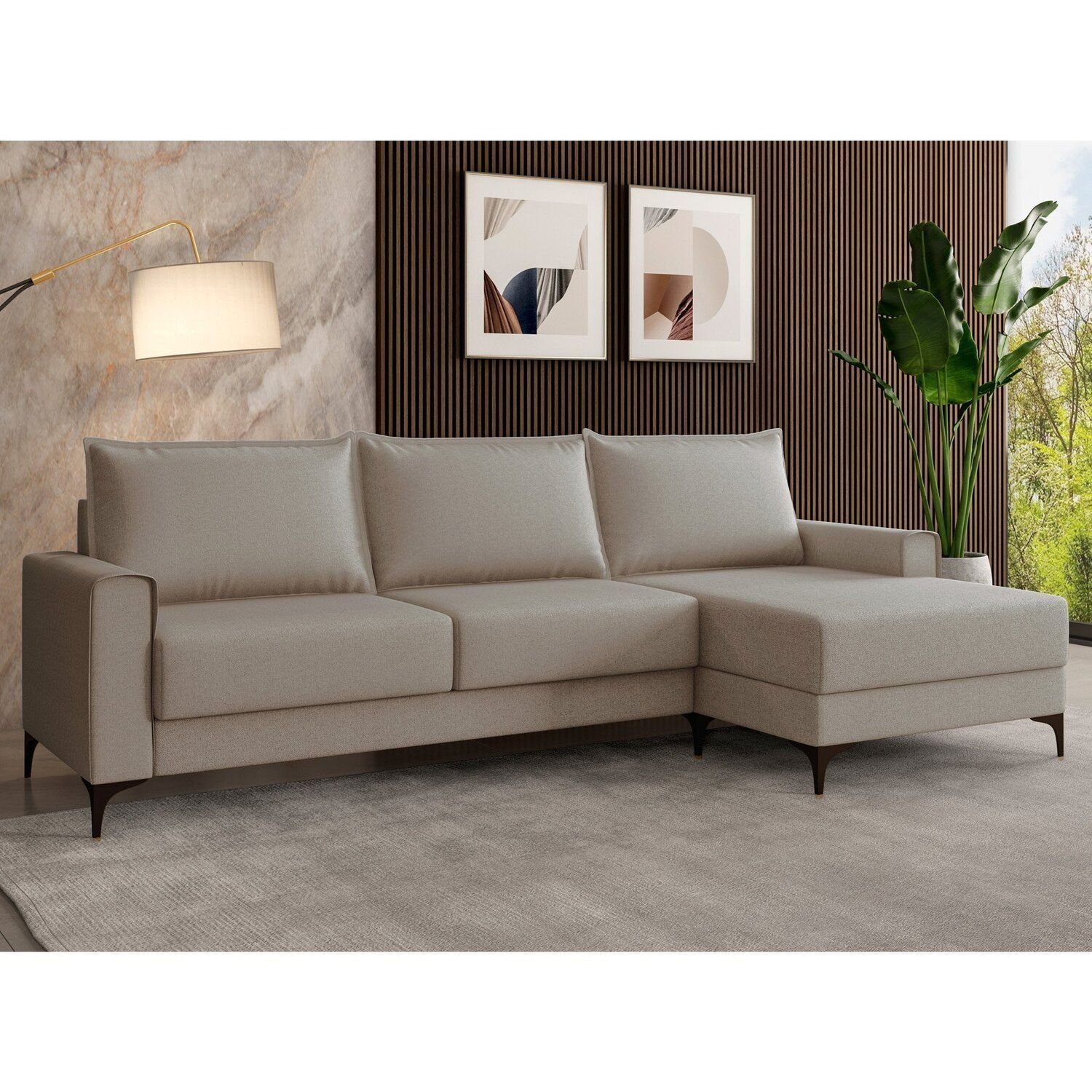 Estofado 3 Lugares Chaise Lado Direito | MadeiraMadeira