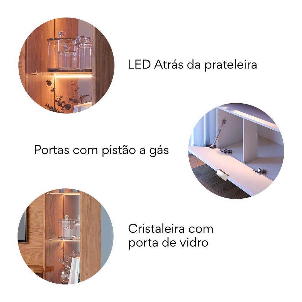 Estante Home para TV até 70 Polegadas com LED e Cristaleira Arezzo ...