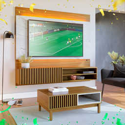 Conjunto Painel para TV até 65 Polegadas Ripado e Mesa de Centro Ibiza ...